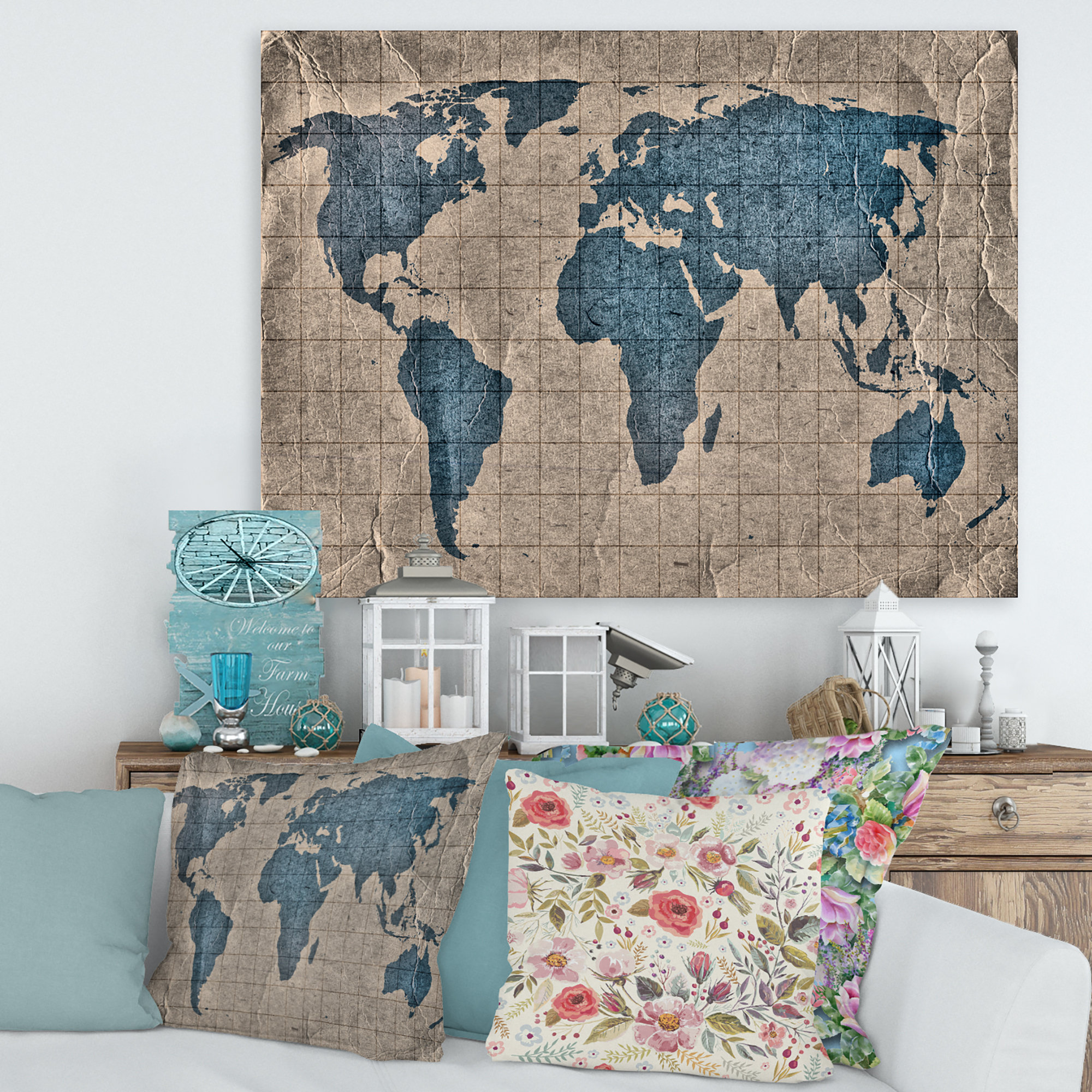 East Urban Home Ancient Map Of The World I - Wrapped Canvas Print | Wayfair