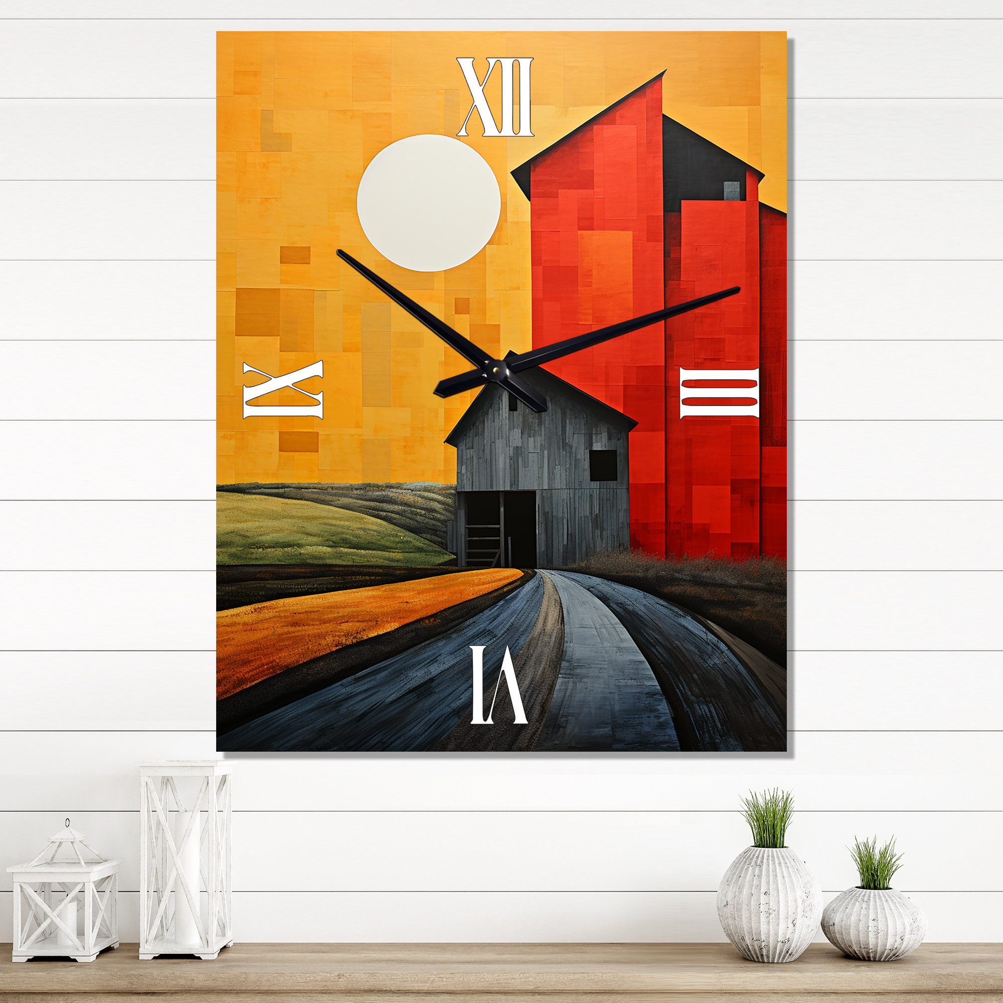 Design Art Landscape Barns Rural Patchwork VI - Farmhouse Very Large ...