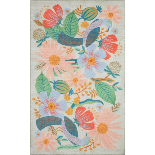 Rifle Paper Co. x Loloi Meadow MEA-03 Dovecote Mint Rug | Wayfair