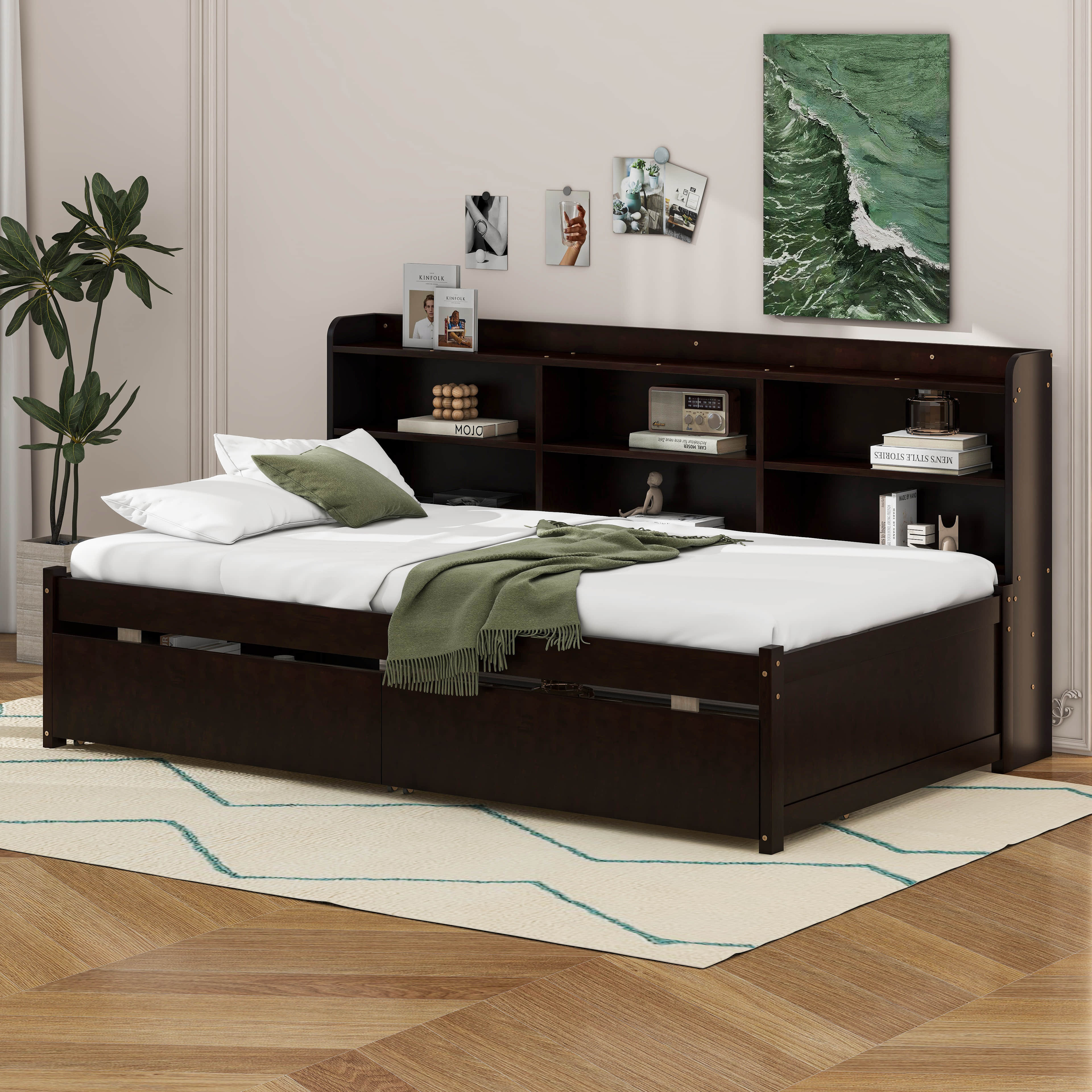Latitude Run® Frailey Captain Bed With 2 Storage Drawers And Built-In ...