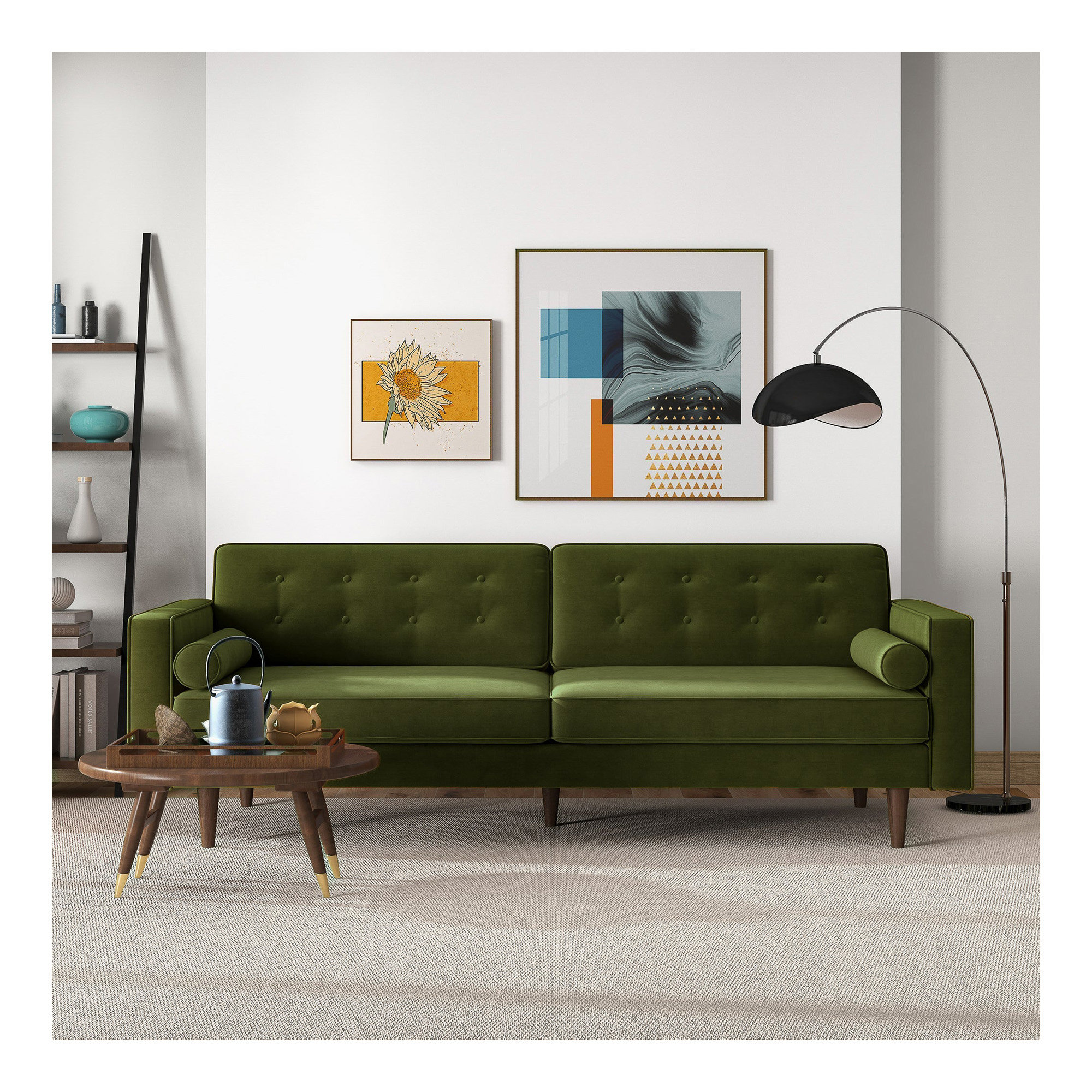 Mercer41 Casey Mid Century Modern Burnt Velvet Sofa - Wayfair Canada