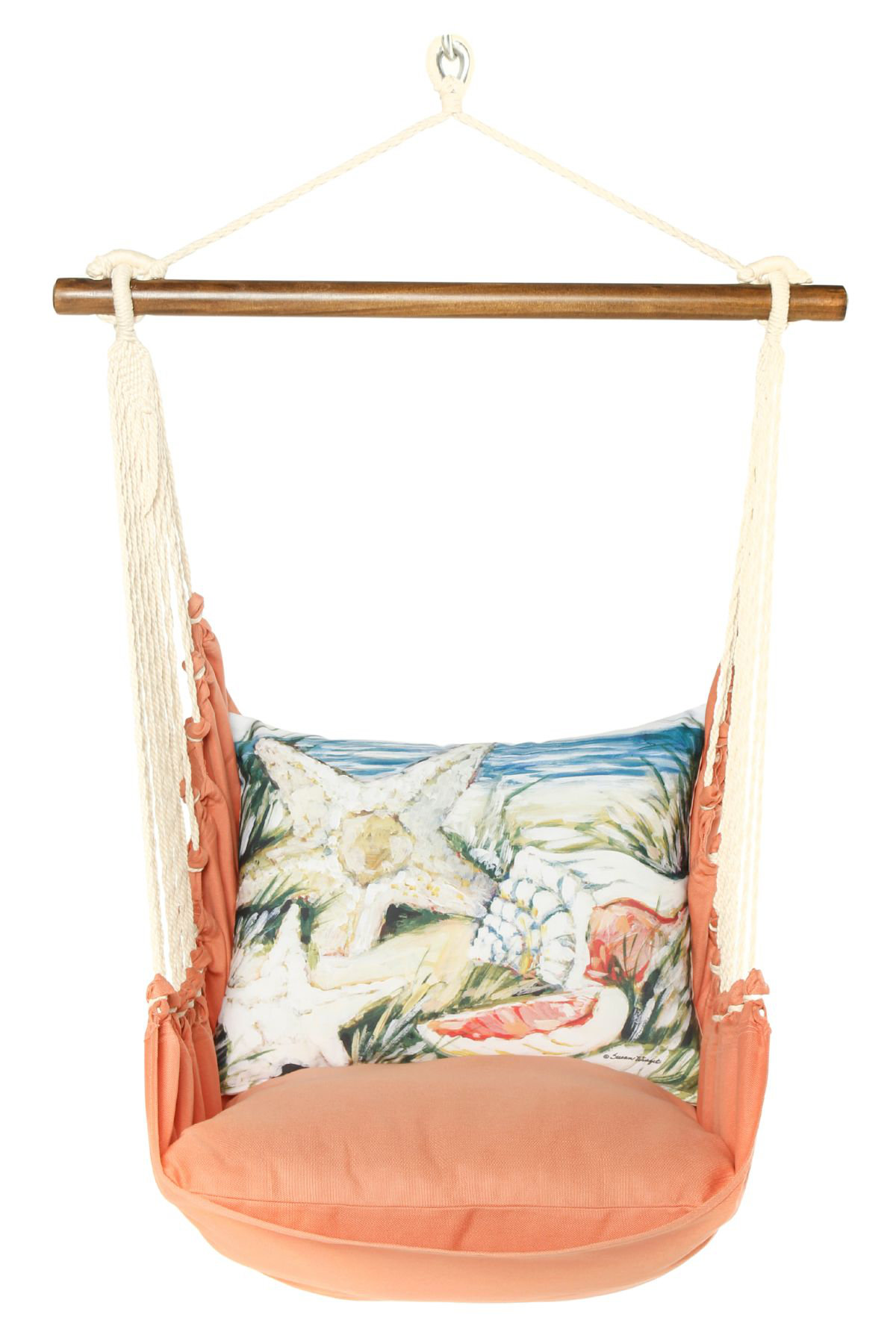 Arlmont & Co. Hammock Swing Set (4-piece) Living Coral with Seashells ...