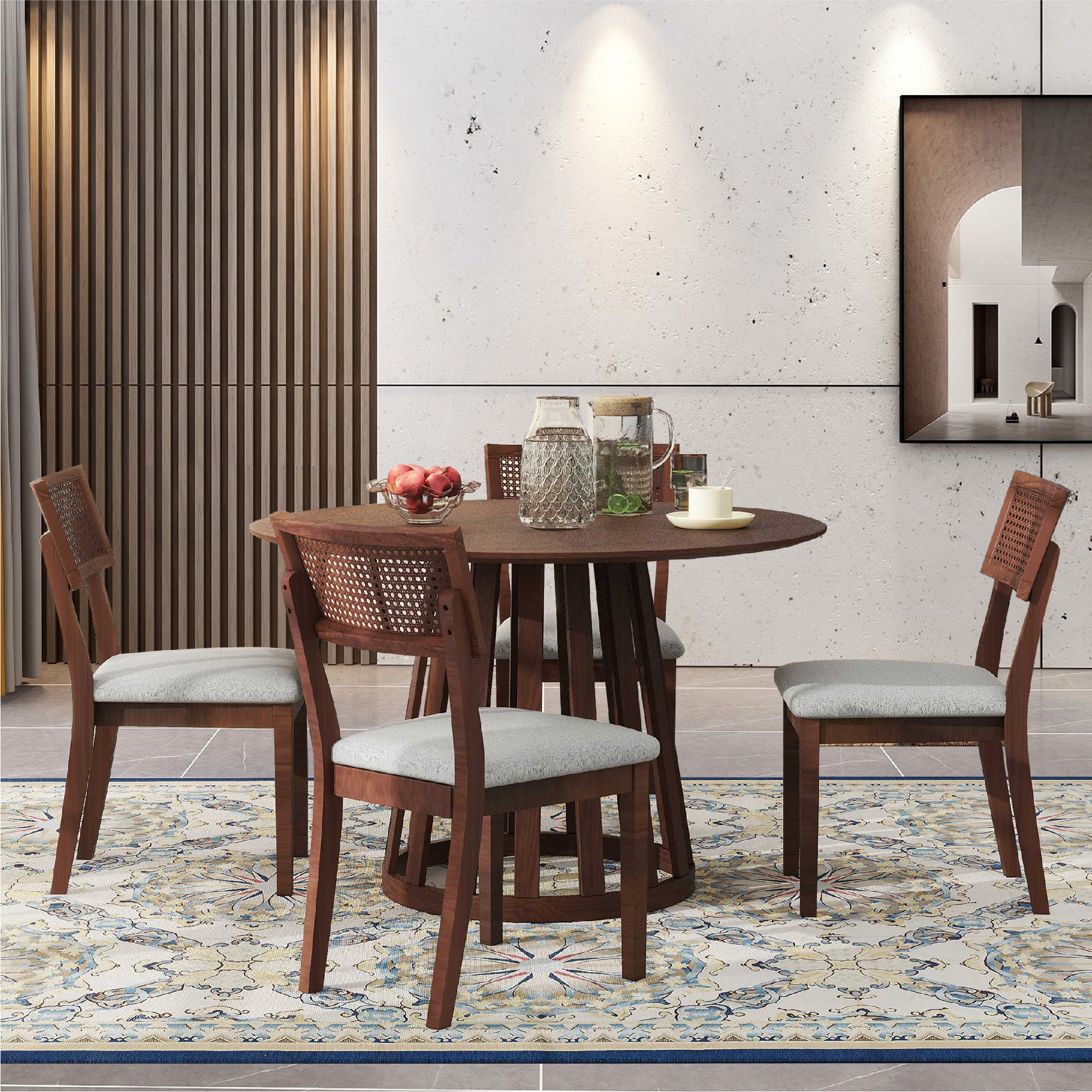 Red Barrel Studio® 5-Piece Retro Dining Set With 1 Round Dining Table ...