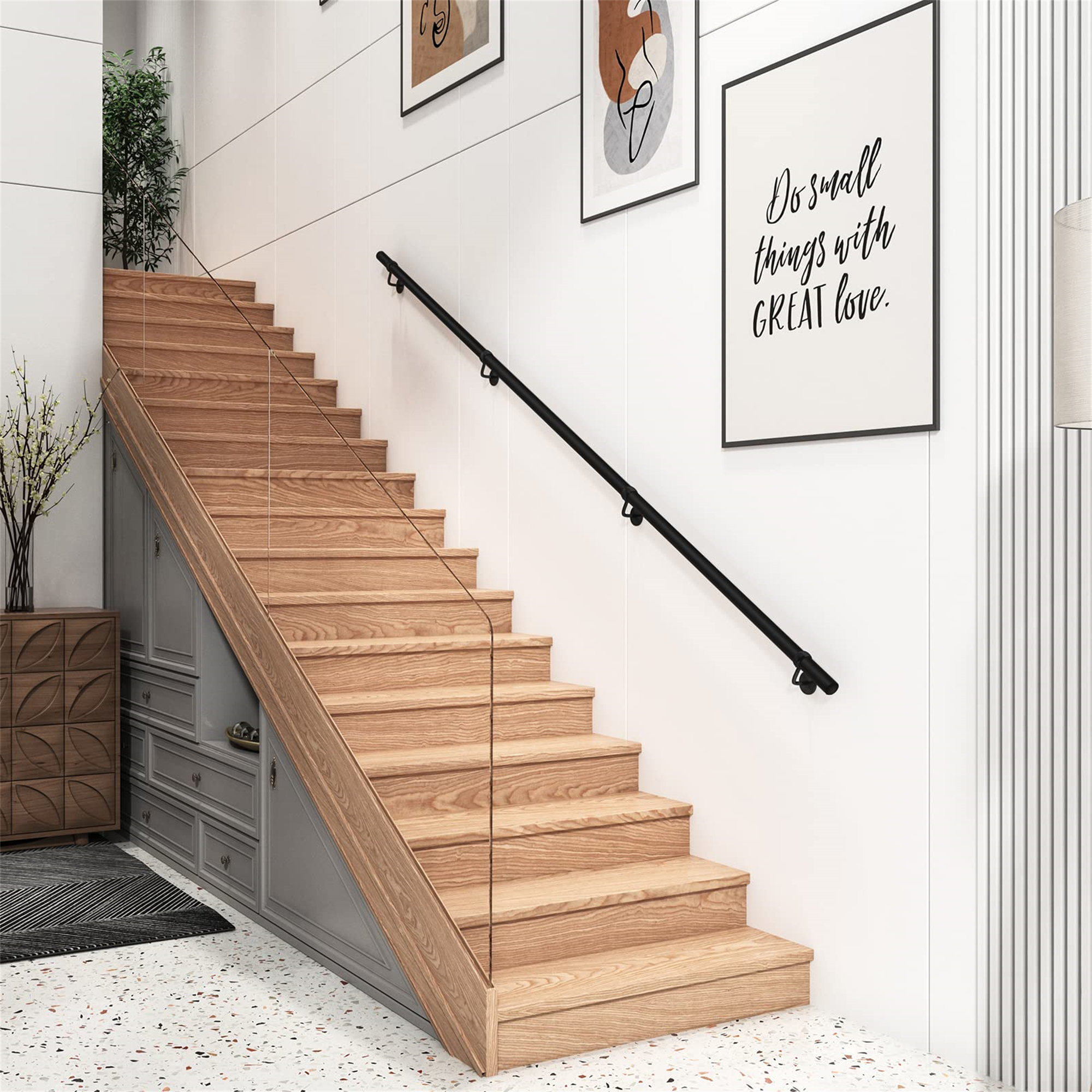 Extension 9.8FT Stair Railing Steel Hand Railings for Stairs Indoor ...