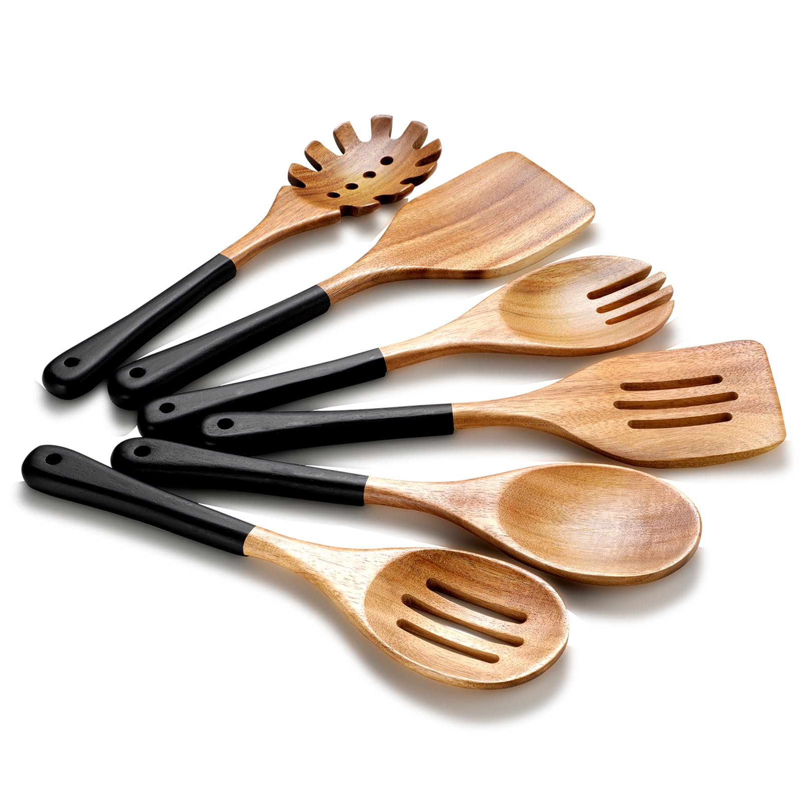 SHUNNUOMAOYI Wooden Cooking Spoons, Natural Acacia Wood Cooking ...