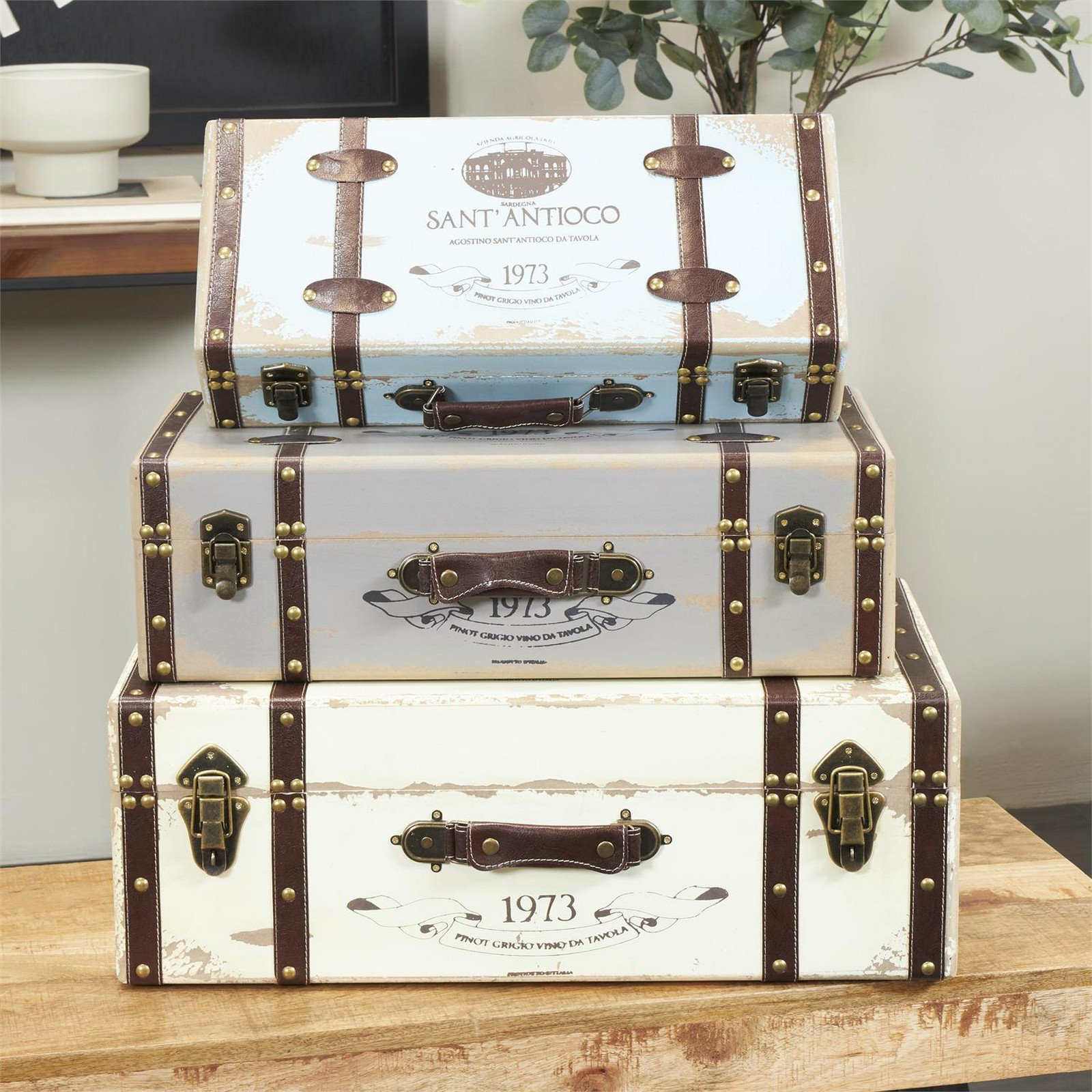 Breakwater Bay Vintage Multicolor 3 Piece Set Decorative Trunks | Wayfair