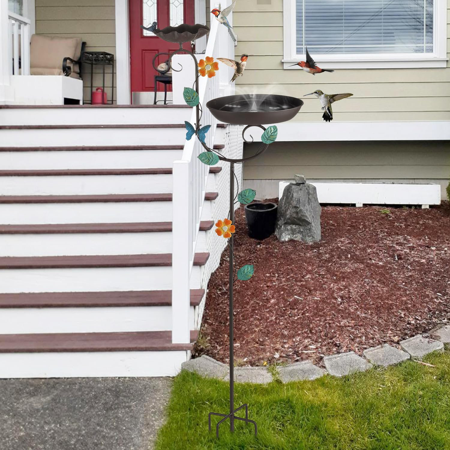 Wildon Home® Owyn 58" H Decorative Bird Bath Feeder Combo with Metal ...