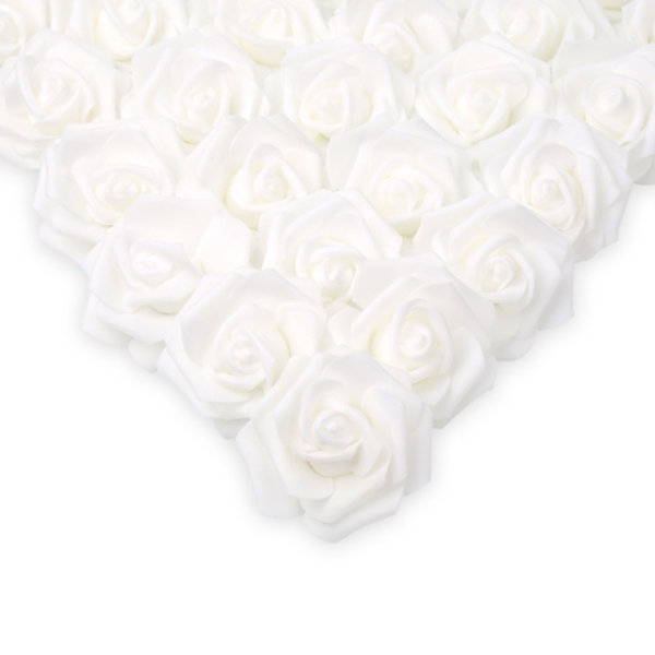 Primrue 100 Pcs Artificial Rose Flower Heads, 3In Real Looking Foam ...