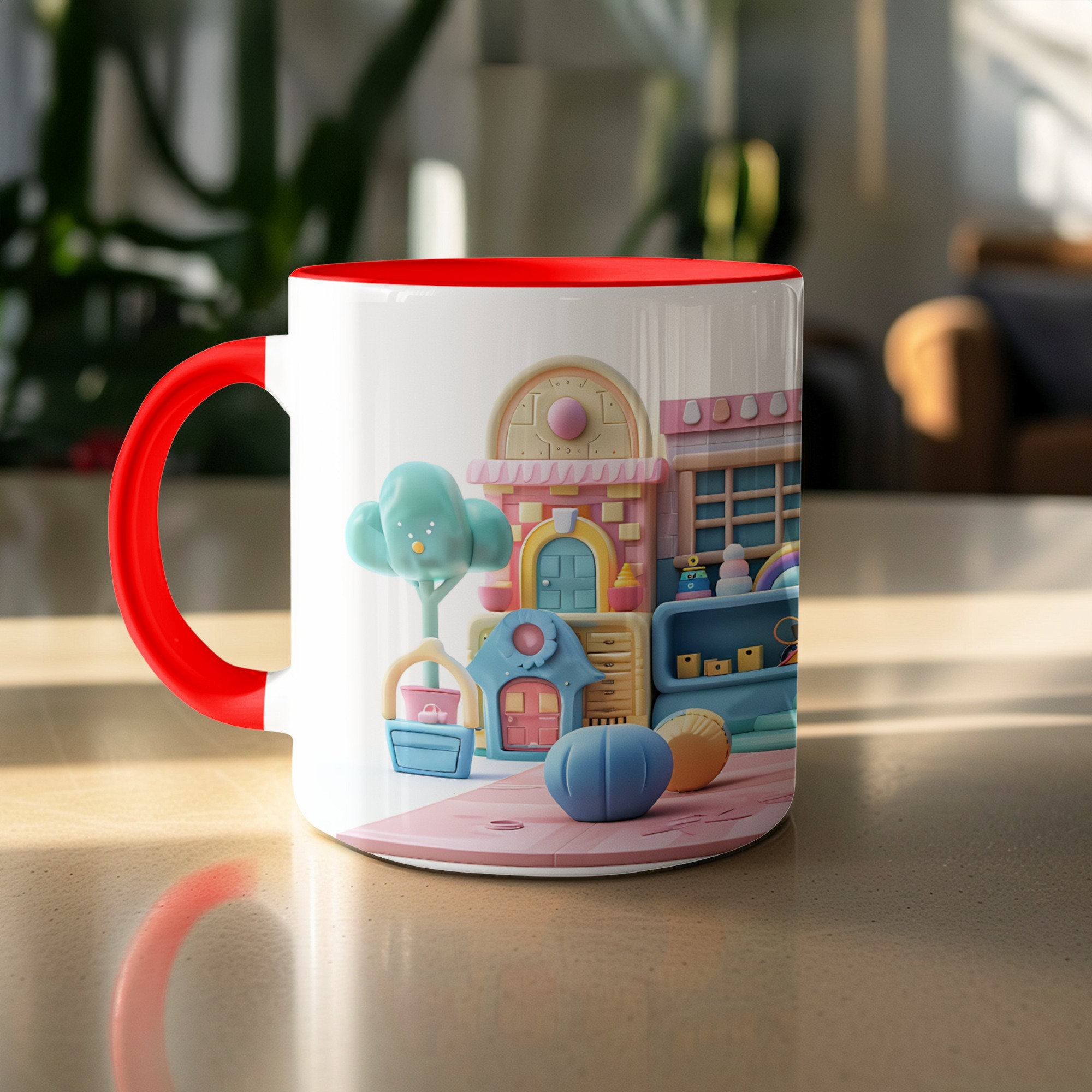 East Urban Home Set of 4 Kids Drawing Style 11oz Accent Mugs – White ...