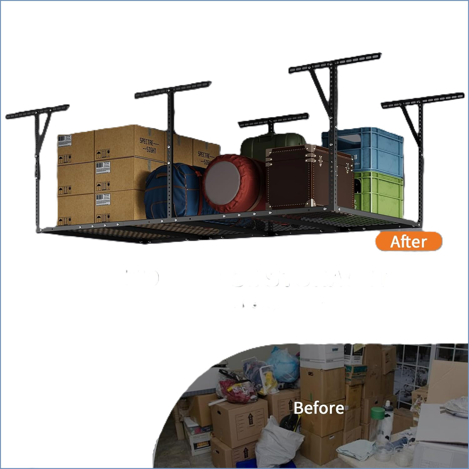 Rebrilliant Garage Overhead Storage Racks with Stable Triangle Support ...