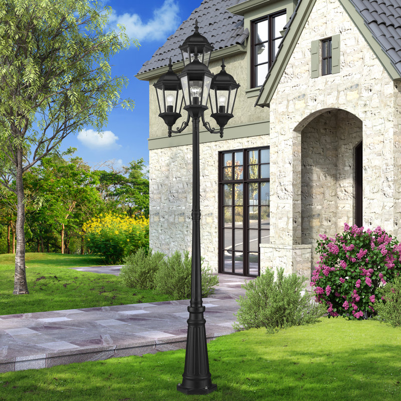 Lark Manor™ Agnis Textured Black 4 -Light 95" H Hardwired Lamp Post ...