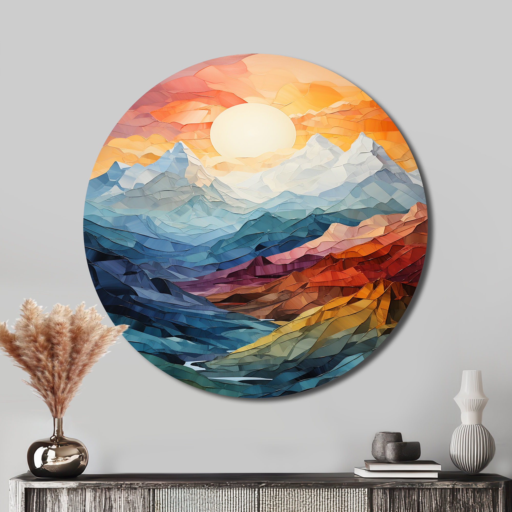 East Urban Home Colorful Mountains Sharp Peaks III - Landscapes Round ...