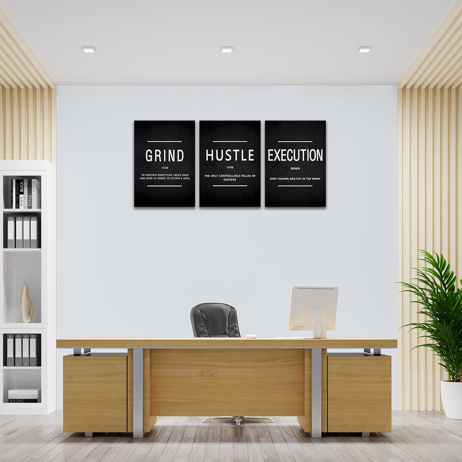 Trinx Grind Hustle Execution Wall Art - Motivational Canvas Prints for ...