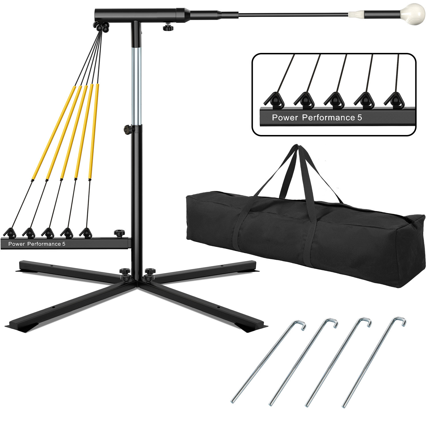 ECOSUB Baseball Softball Swing Trainer With 5 Power Bands,Auto Reset ...