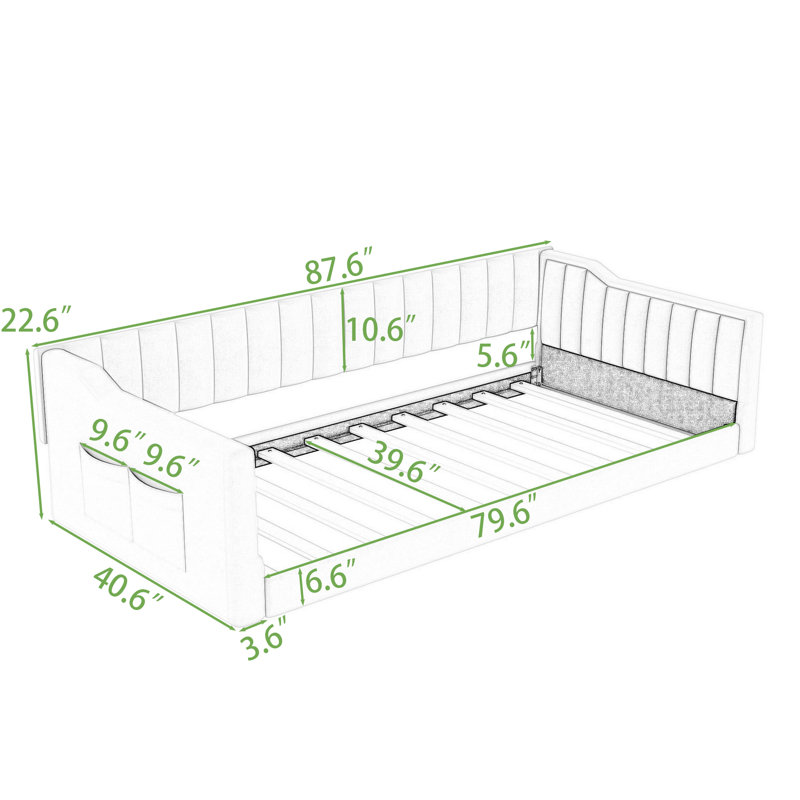 Mercer41 Upholstery Daybed with Storage pocket | Wayfair