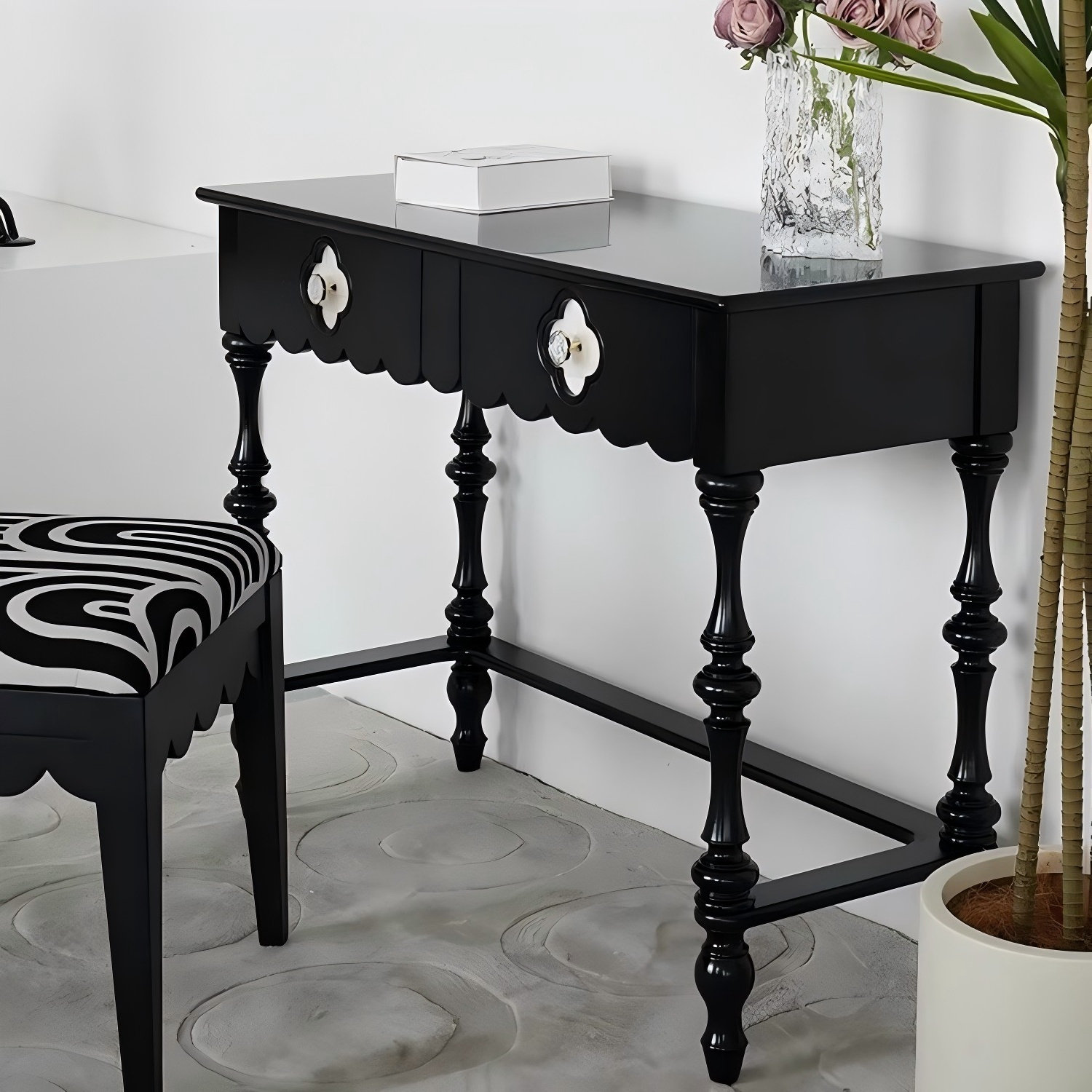 Canora Grey Minimalist Luxury Black Four-Leaf Clover Solid Wood ...