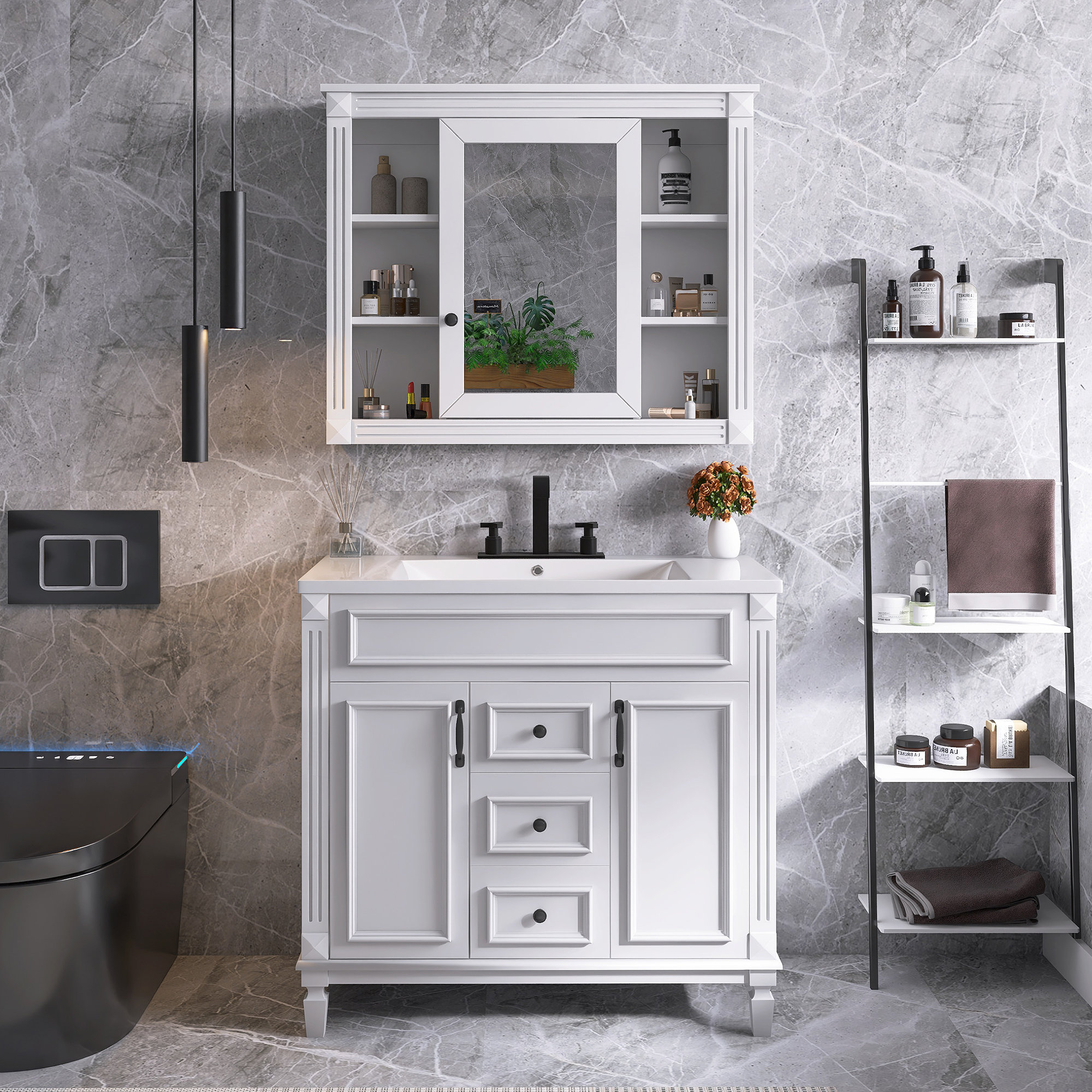 Darby Home Co 36'' Freestanding Bathroom Vanity With Resin Sink ...