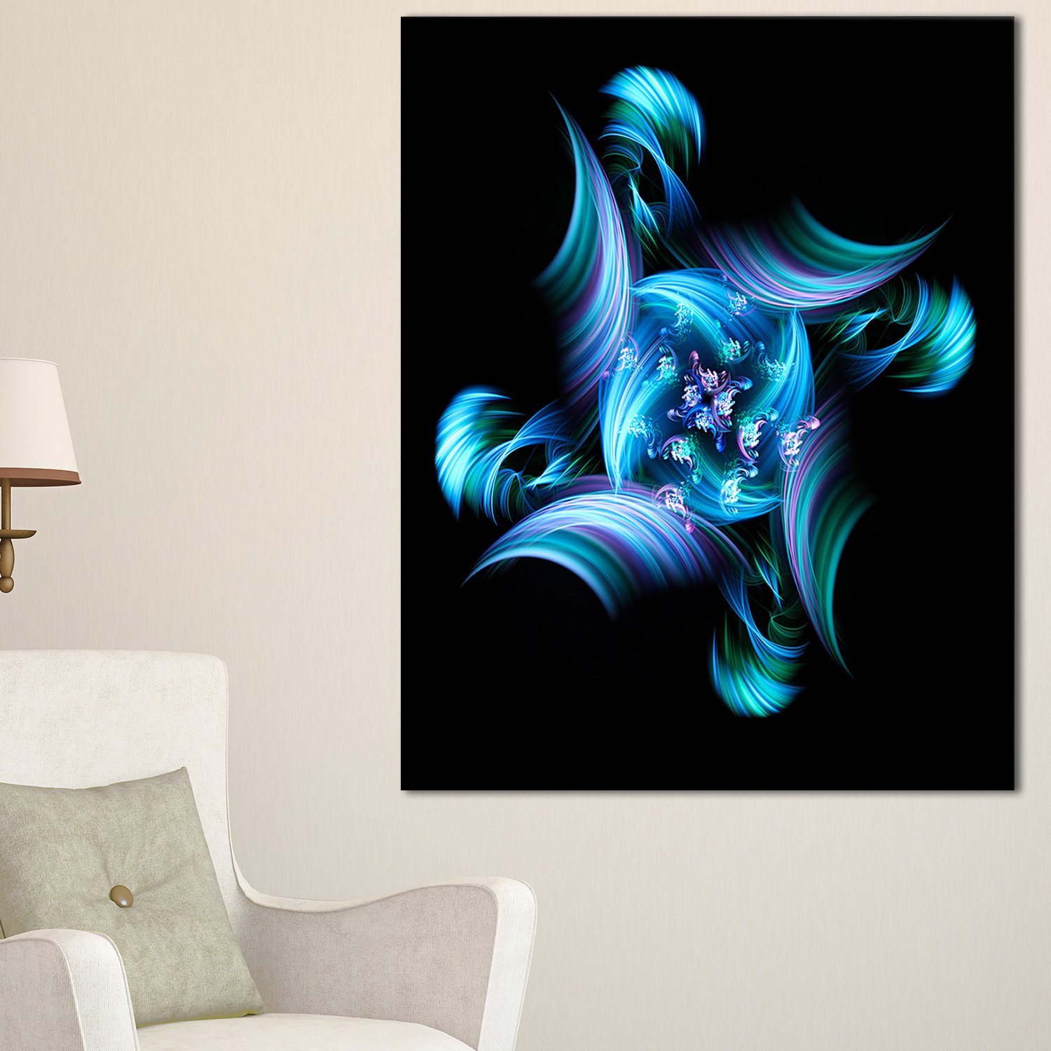 Wade Logan® Blue Stained Glass Graphic Art on Wrapped Canvas | Wayfair