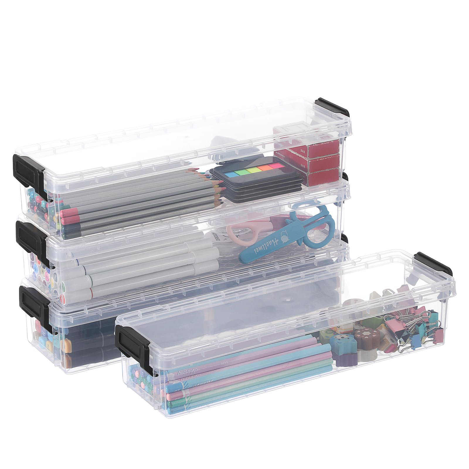 Orren Ellis Extra Long Plastic Pencil Box - Stackable Stationery ...
