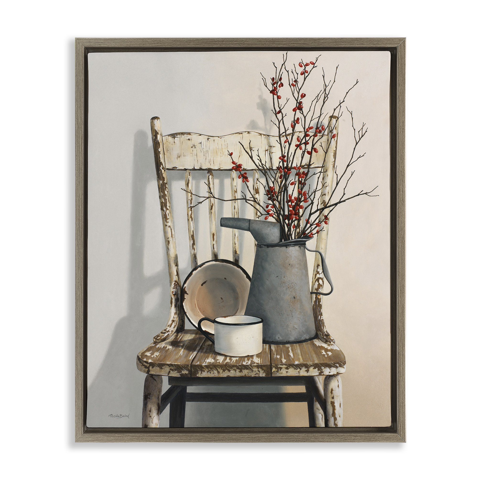 Winston Porter Vintage Rustic Still Life Brown Grain Framed Floater ...
