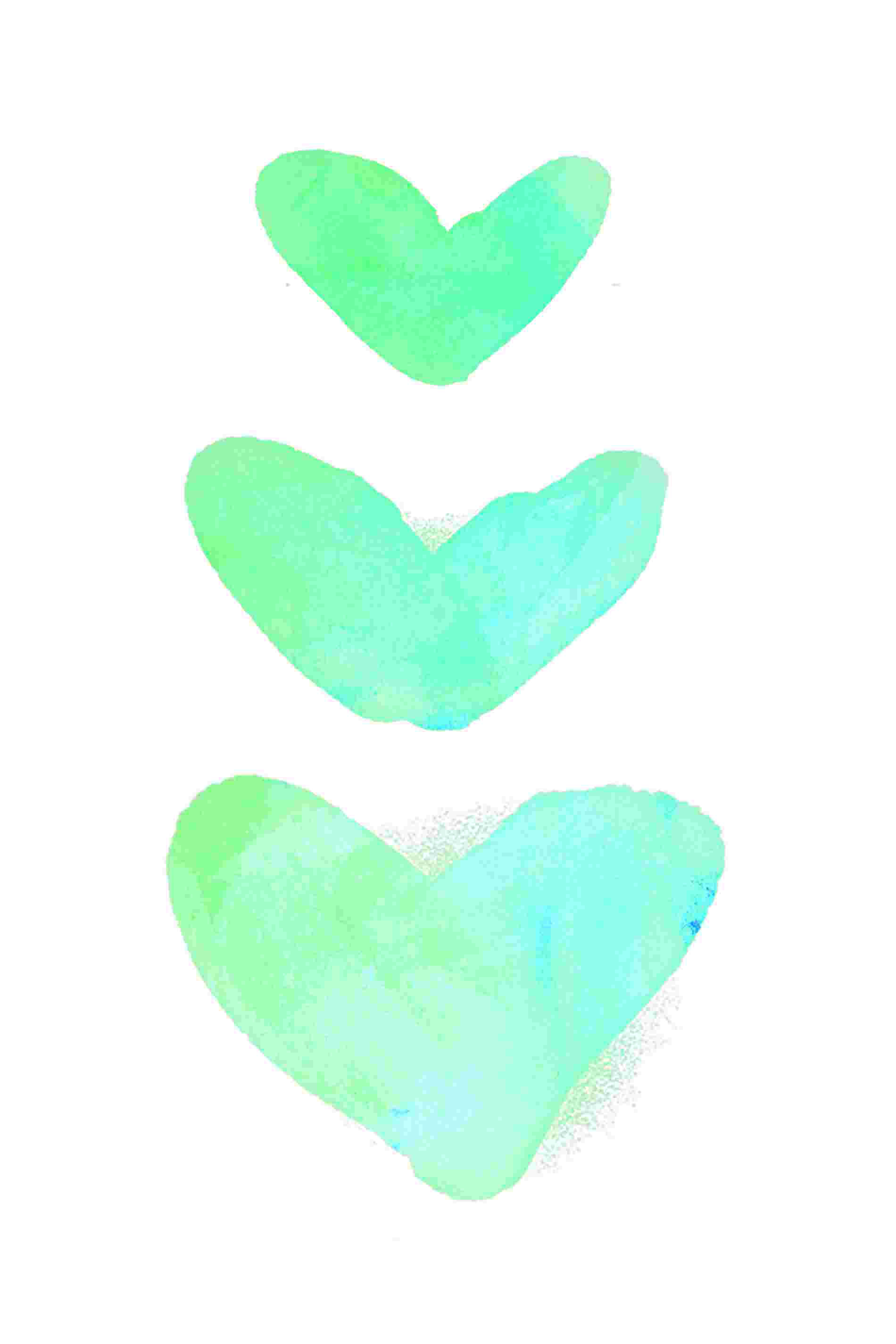Ebern Designs Watercolor Turquoise Hearts 2 - Wrapped Canvas Painting ...