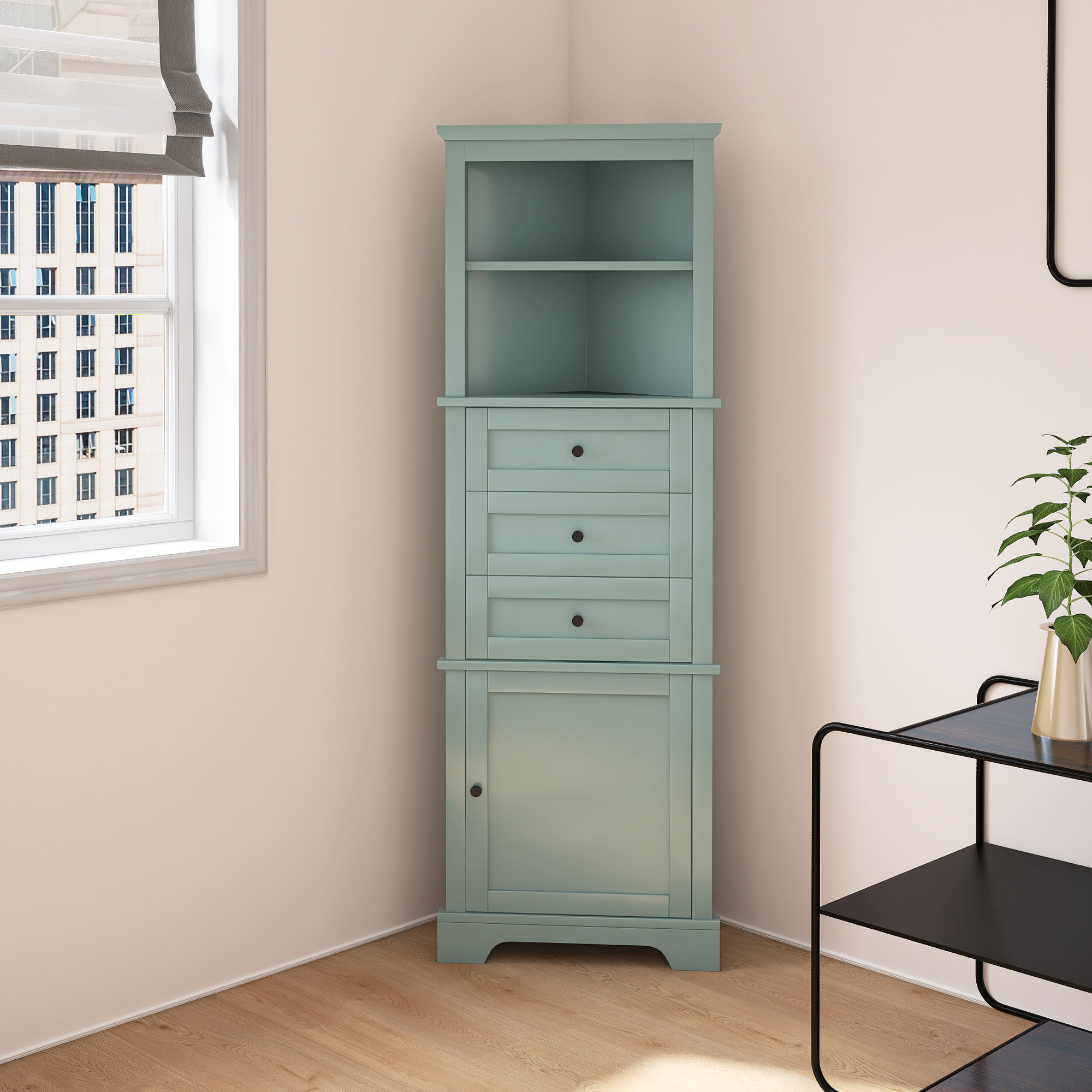 Red Barrel Studio® Triangle Tall Cabinet With 3 Drawers And Adjustable ...