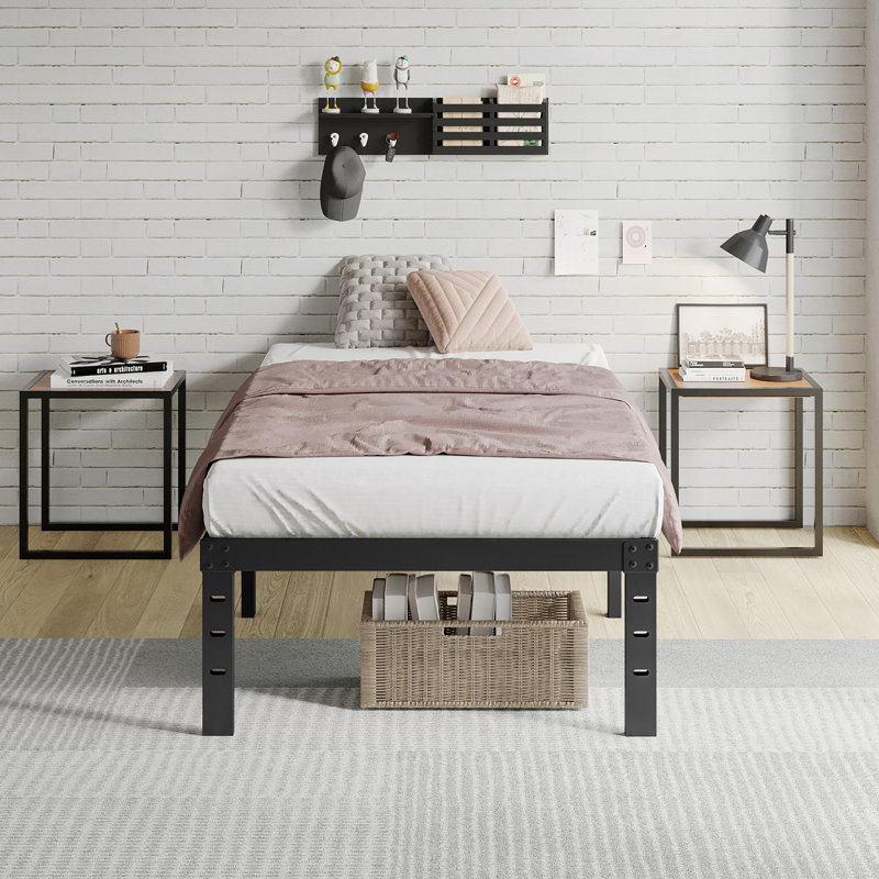 Alwyn Home Marple 16 Inch Metal Platform Bed Frame with Wood Slat ...