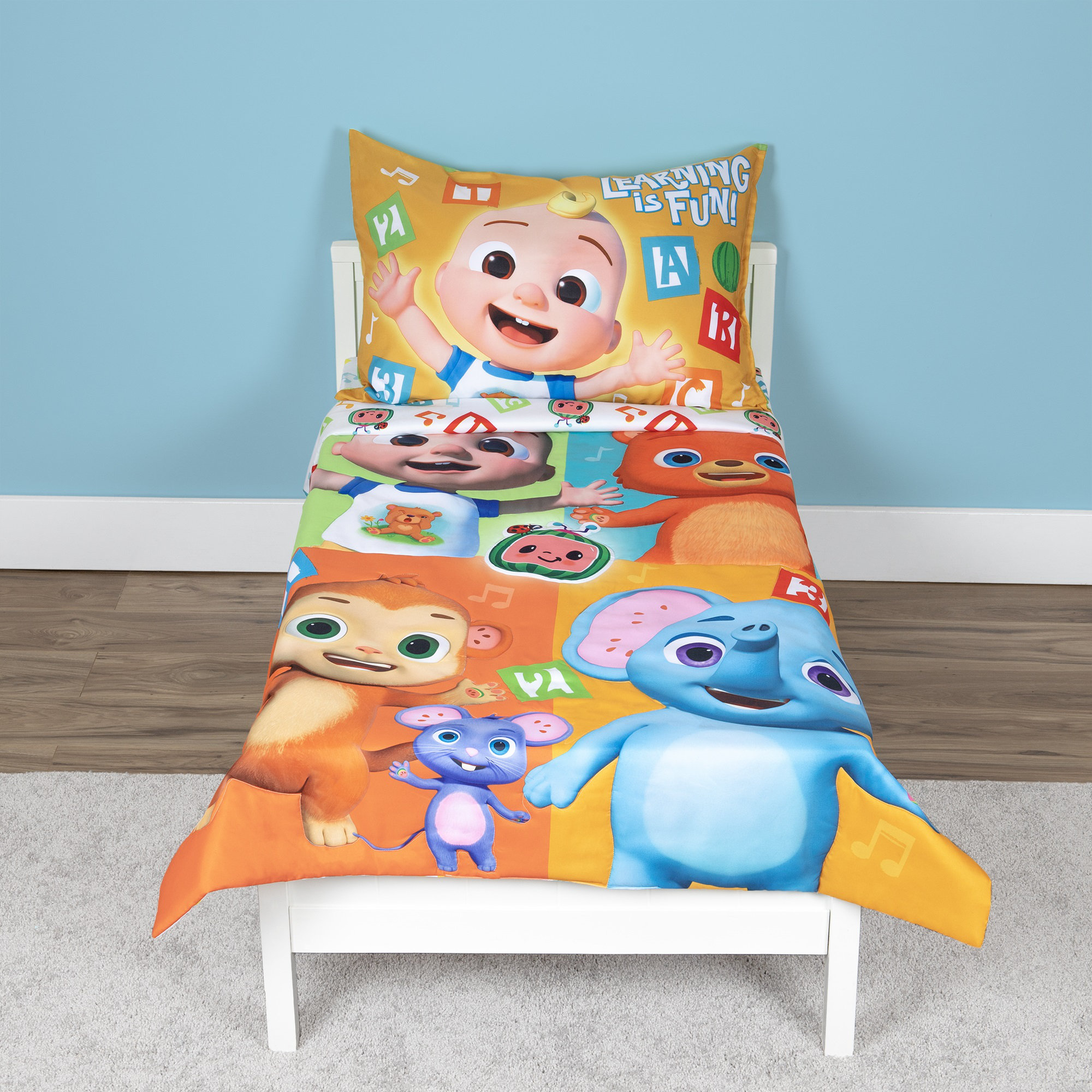 Bungalow Rose Cocomelon Learning Is Fun 4 Piece Toddler Bed Set ...