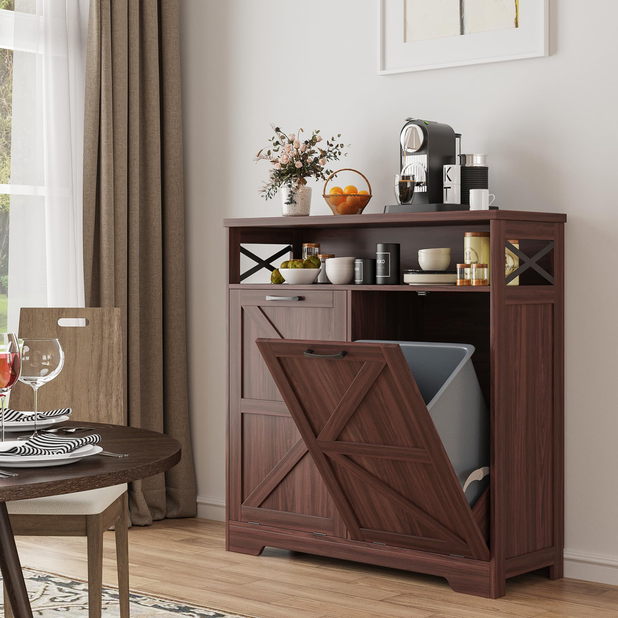 Gracie Oaks Caffey Double Tilt Out Trash Can Cabinet For 20 Gallon ...