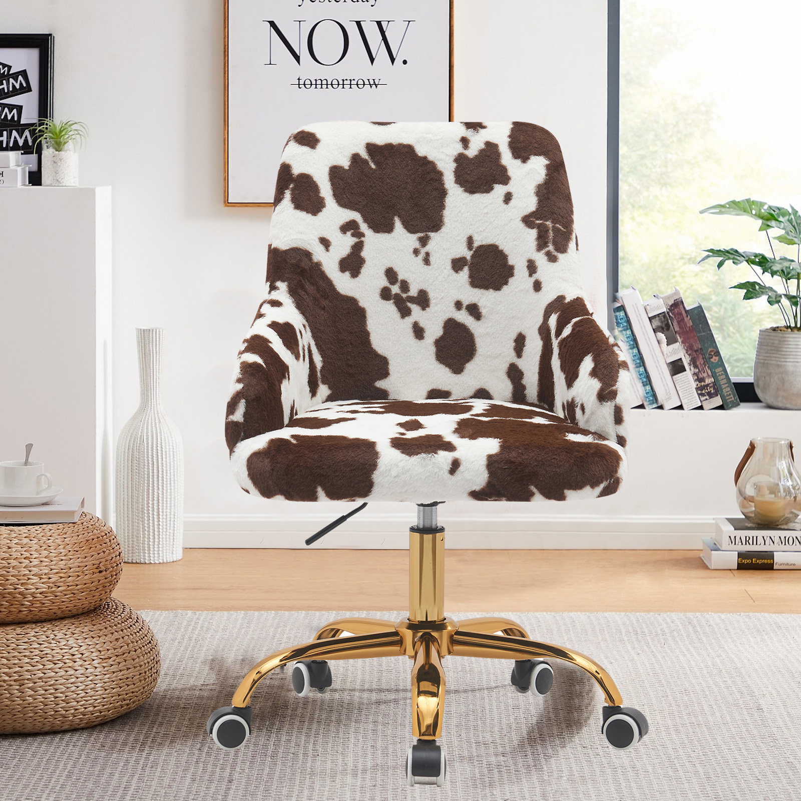 Mercer41 Modern Leopard Print Teal Velvet Swivel And Adjustable Task ...