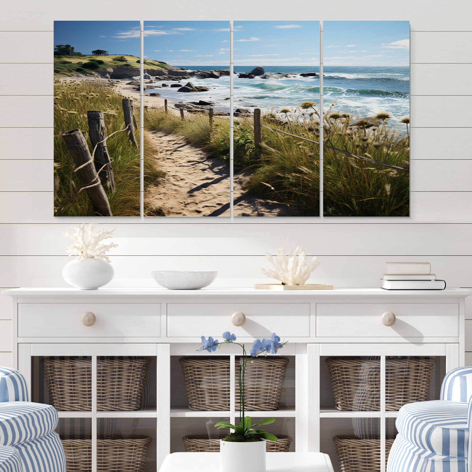 Design Art Path Beach Landscape - Nautical & Beach Metal Wall Decor Set ...