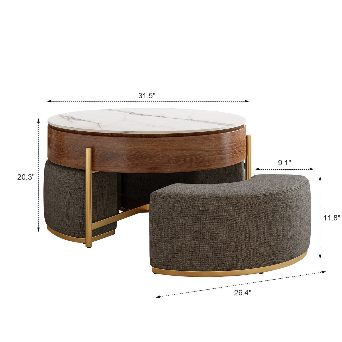 Orren Ellis Modern Lift-Top Round Coffee Table With Hidden Storage ...
