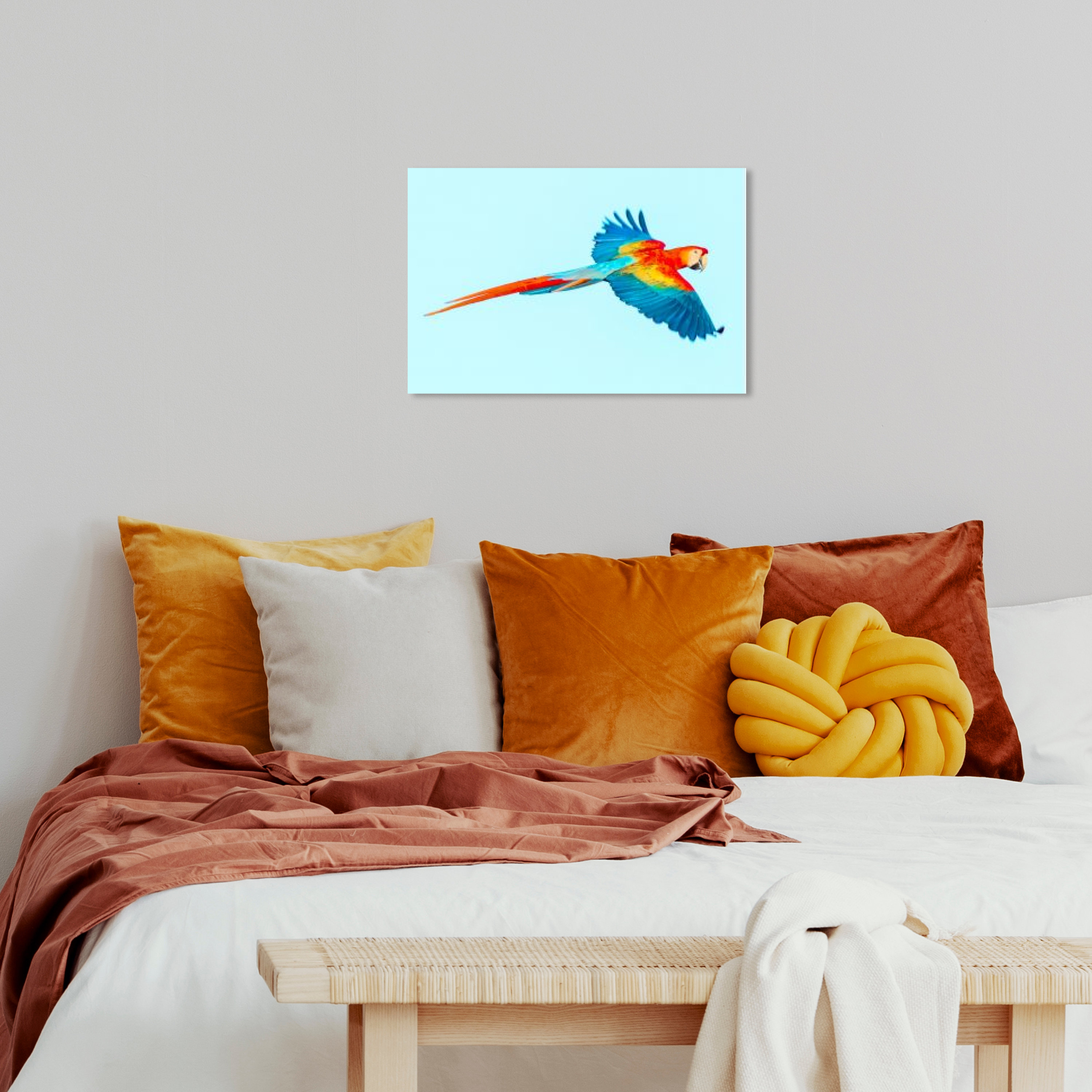 Bay Isle Home™ Kupra Animals Parrot in Flight Tropical Blue Canvas Wall ...