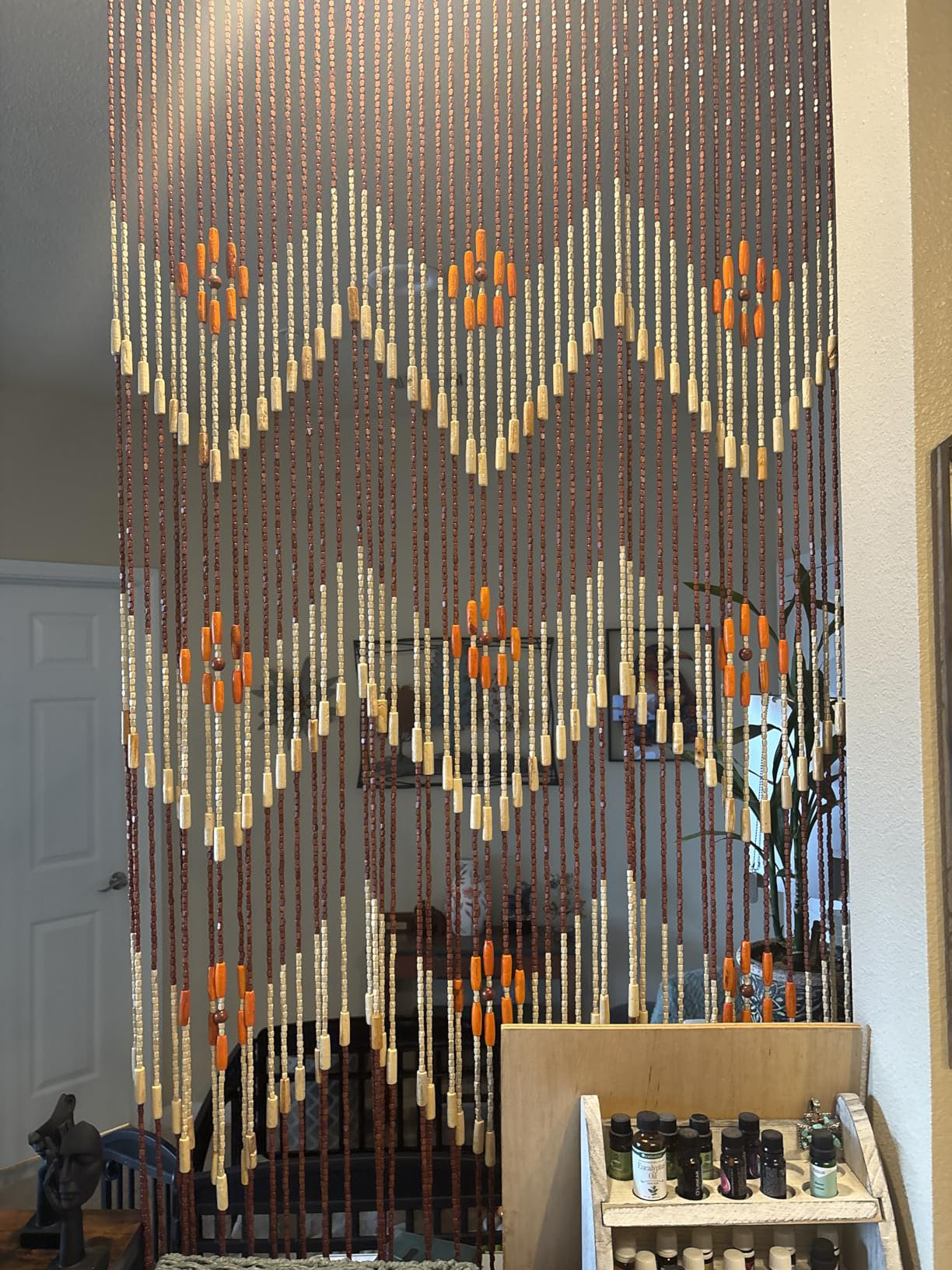 Bungalow Rose Wooden Hanging Beaded Curtain Wave Flower Bamboo String ...