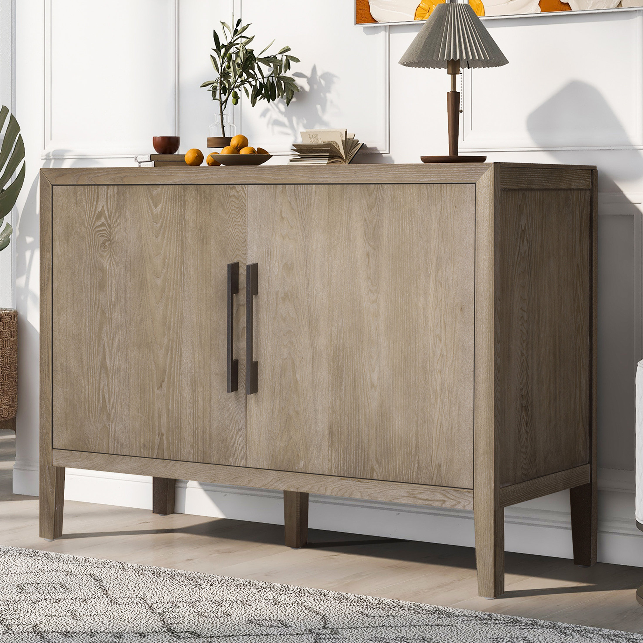 Ebern Designs U-Style Storage Cabinet Sideboard Wooden Cabinet with 2 ...