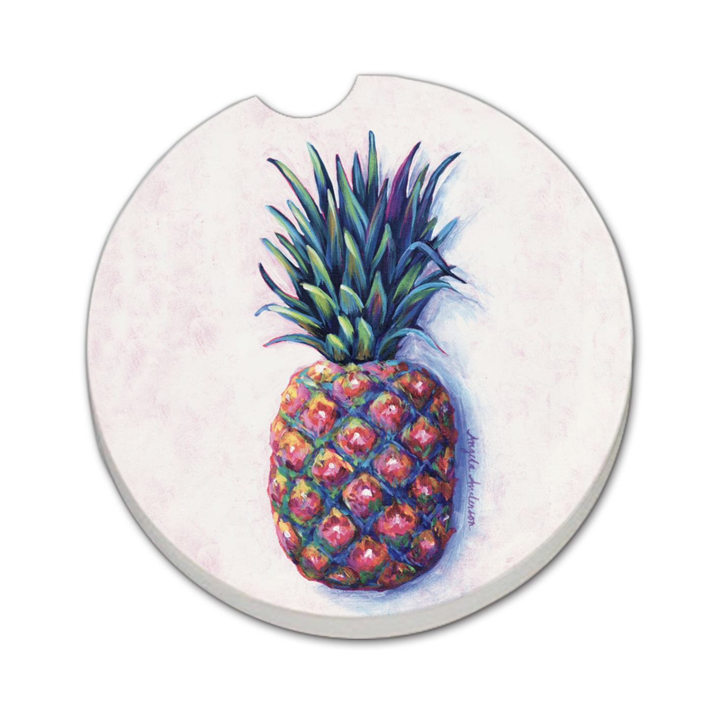East Urban Home Pineapple Chic Single Round Absorbent Stone Car Coaster ...
