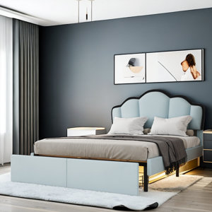 Latitude Run® Venecia Upholstered Platform Storage Bed with LED Strip ...