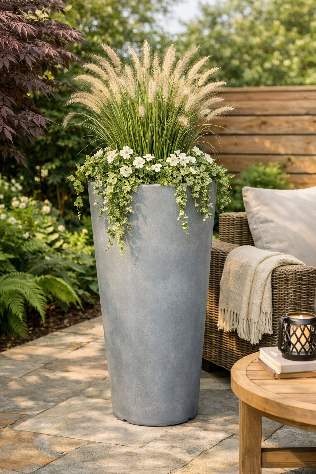 Jackson Pottery 15.5 in. Hydra Tall Cone Planter - Dark Anthracite ...