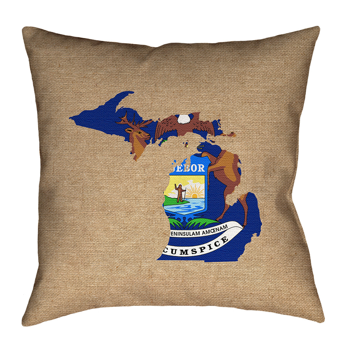 ArtVerse Katelyn Smith Michigan State Flag Pillow in , Faux Suede ...