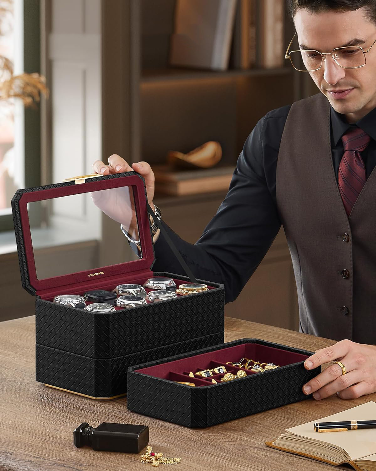 Mercer41 3-Tier Watch Box, Stackable 8-Slot Watch Case | Wayfair