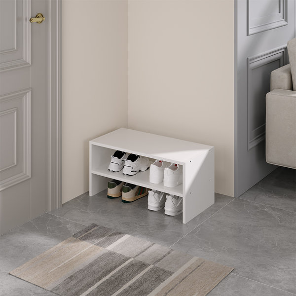 17 Stories 2-Tier Open Wood Shoe Rack | Wayfair.co.uk