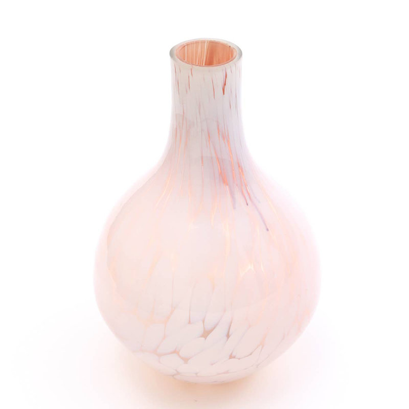 Wrought Studio™ Decorative White Splutter Glass Rounded Vase | Wayfair