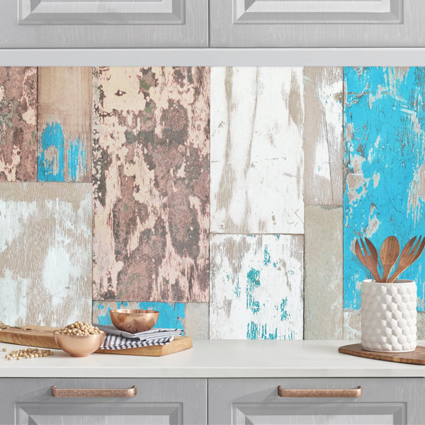 Highland Dunes Bobby Maritime Planks 50 x 90Cm PVC Tile in Blue/Brown ...