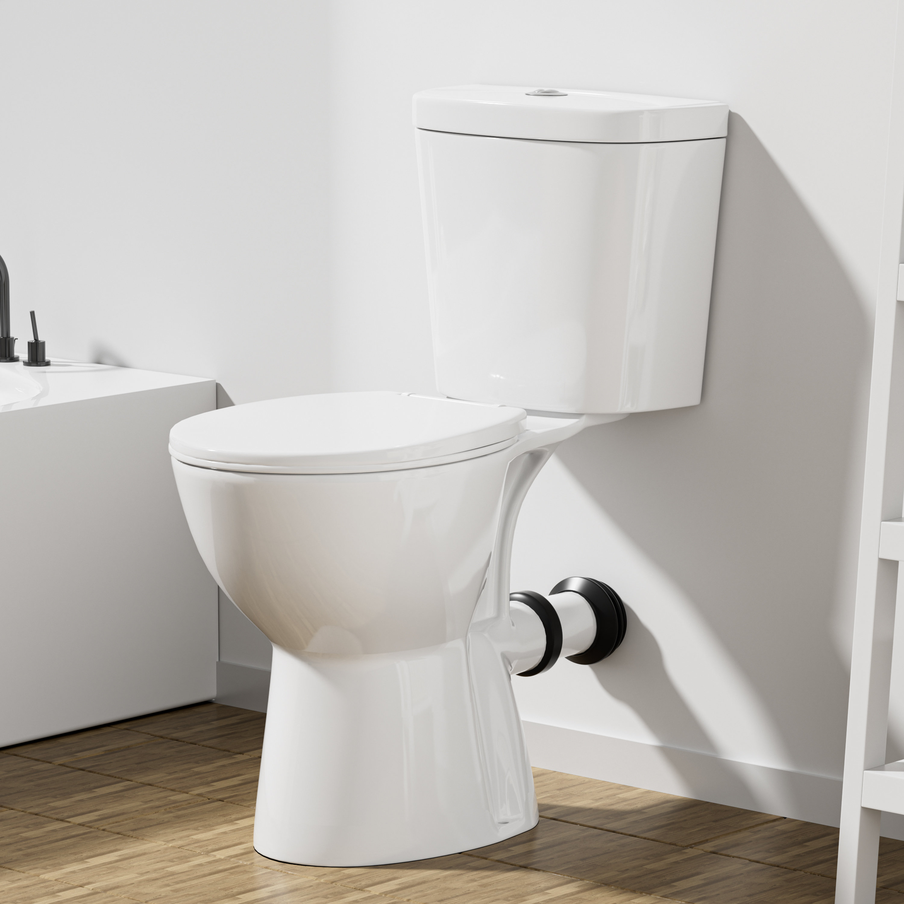 SUPERFLO 19＂Rear Outlet Toilet| Dual-Flush Round Two-Piece Toilet ...