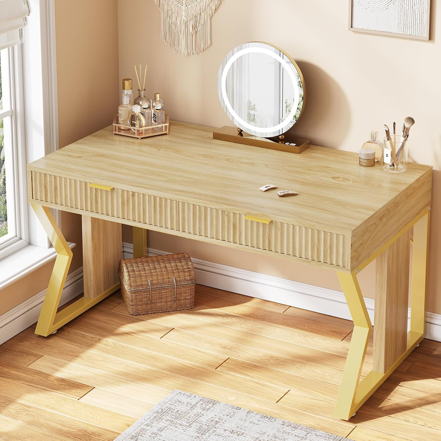 Mercer41 Computer Desk With 2 Drawers, 39.4 Inch Small Writing Office ...