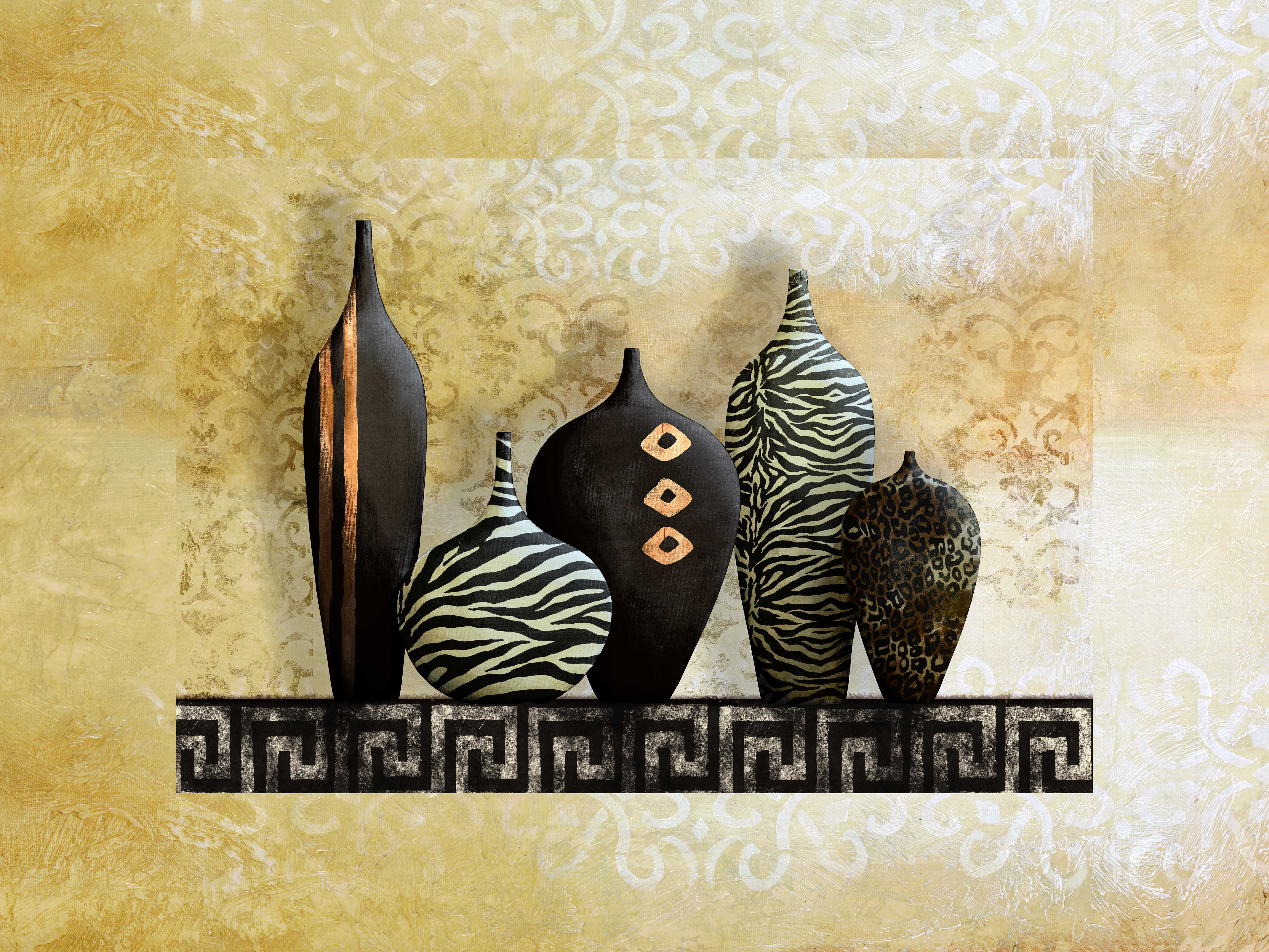 Winston Porter Patterned Pots - Wrapped Canvas Print | Wayfair