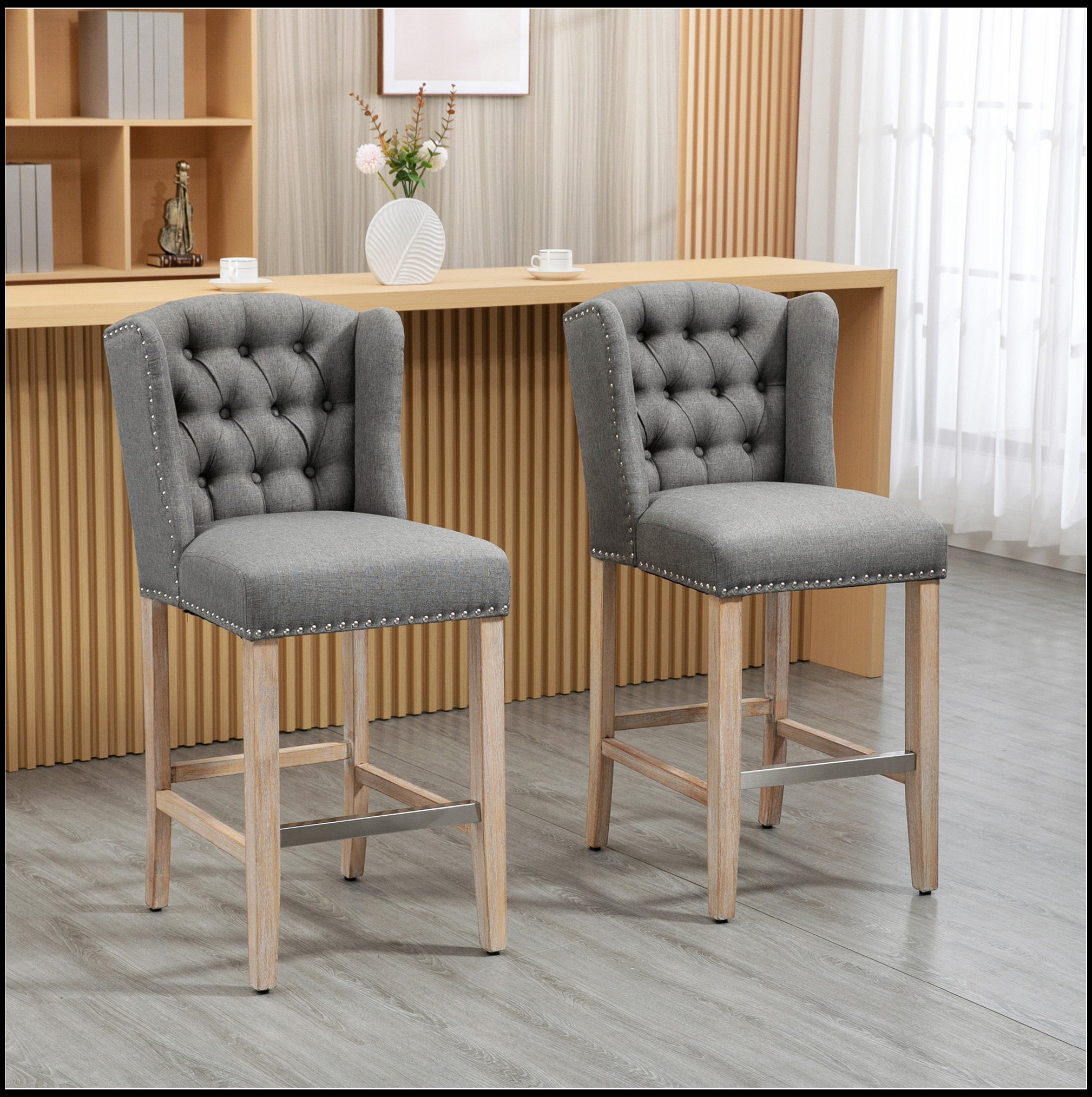 Winston Porter Set Of 2 Counter Height Bar Stools With Comfortable ...