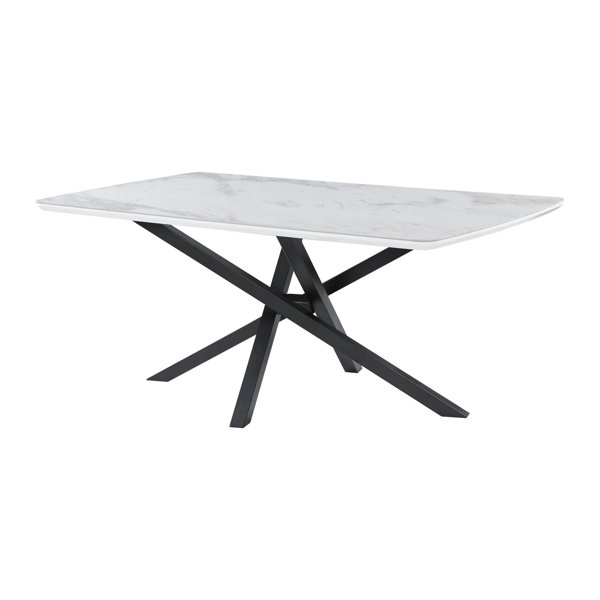 Ivy Bronx Kiheem Rectangular Dining Table in Black and White | Wayfair