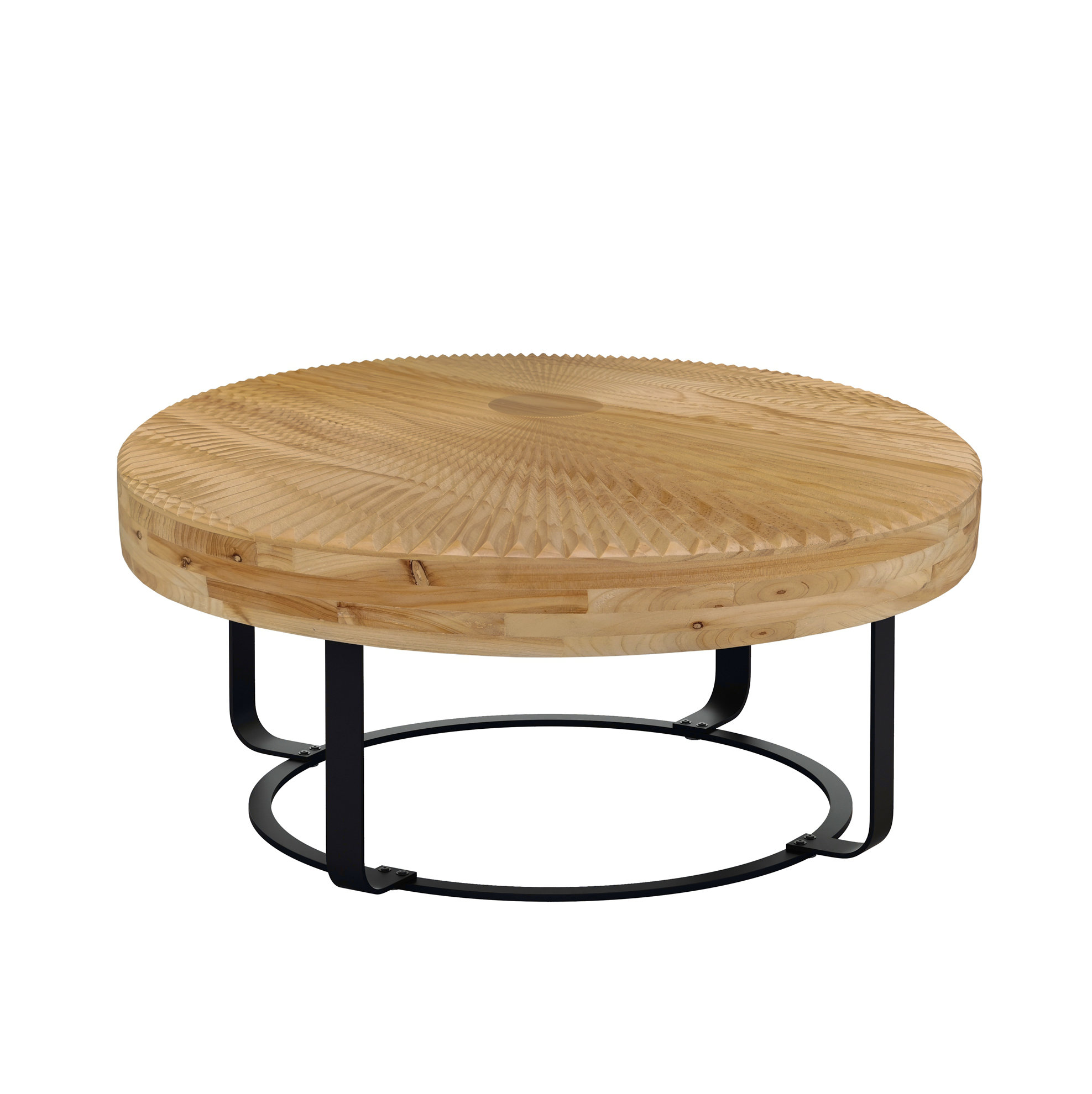 17 Stories Modern Round Coffee Table Wooden Carving Pattern Coffee ...