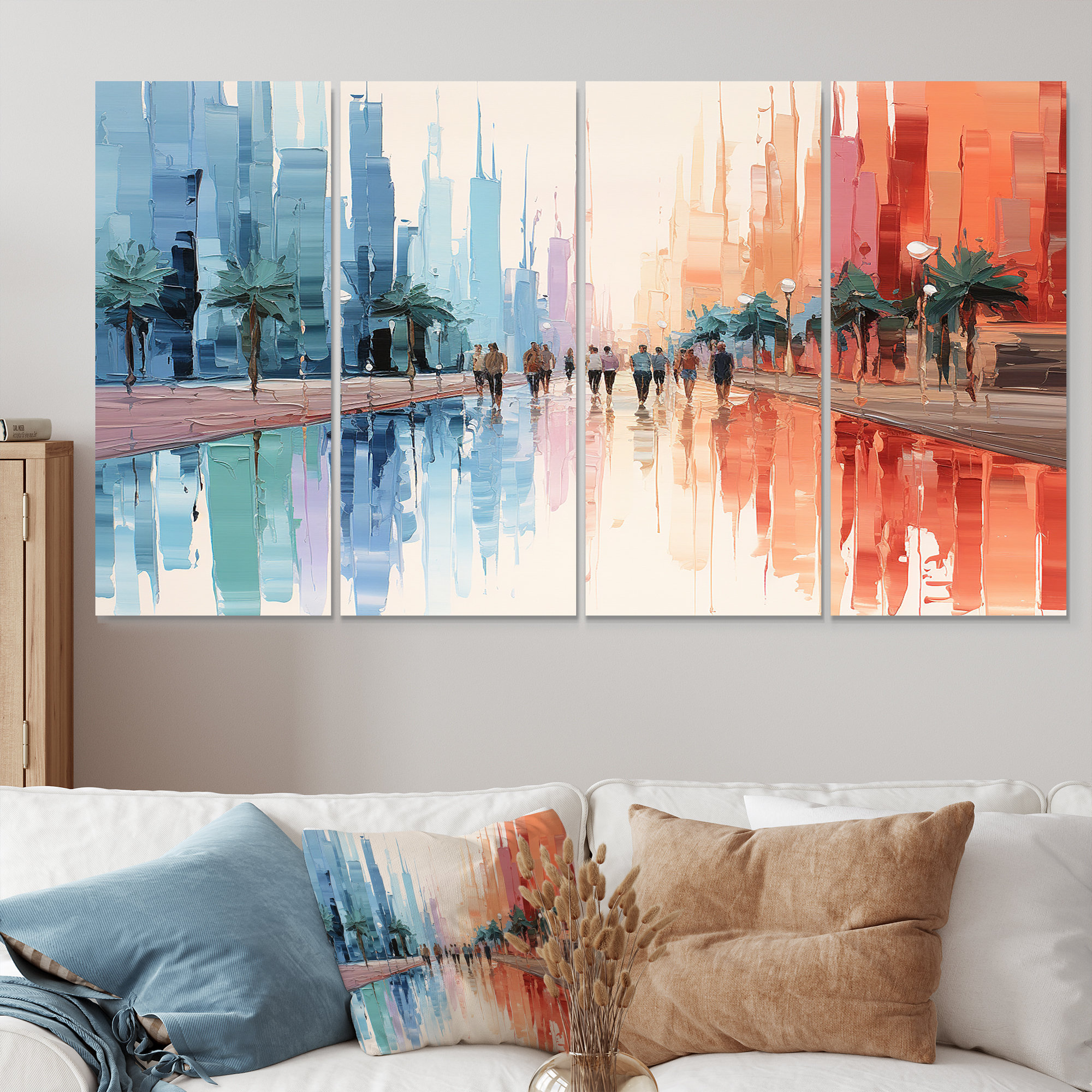 Design Art Urban City View Miami Boulevard With Palm Trees - Abstract ...